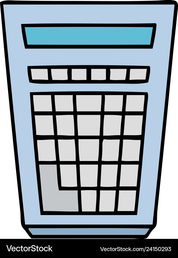 Quirky hand drawn cartoon calculator Royalty Free Vector
