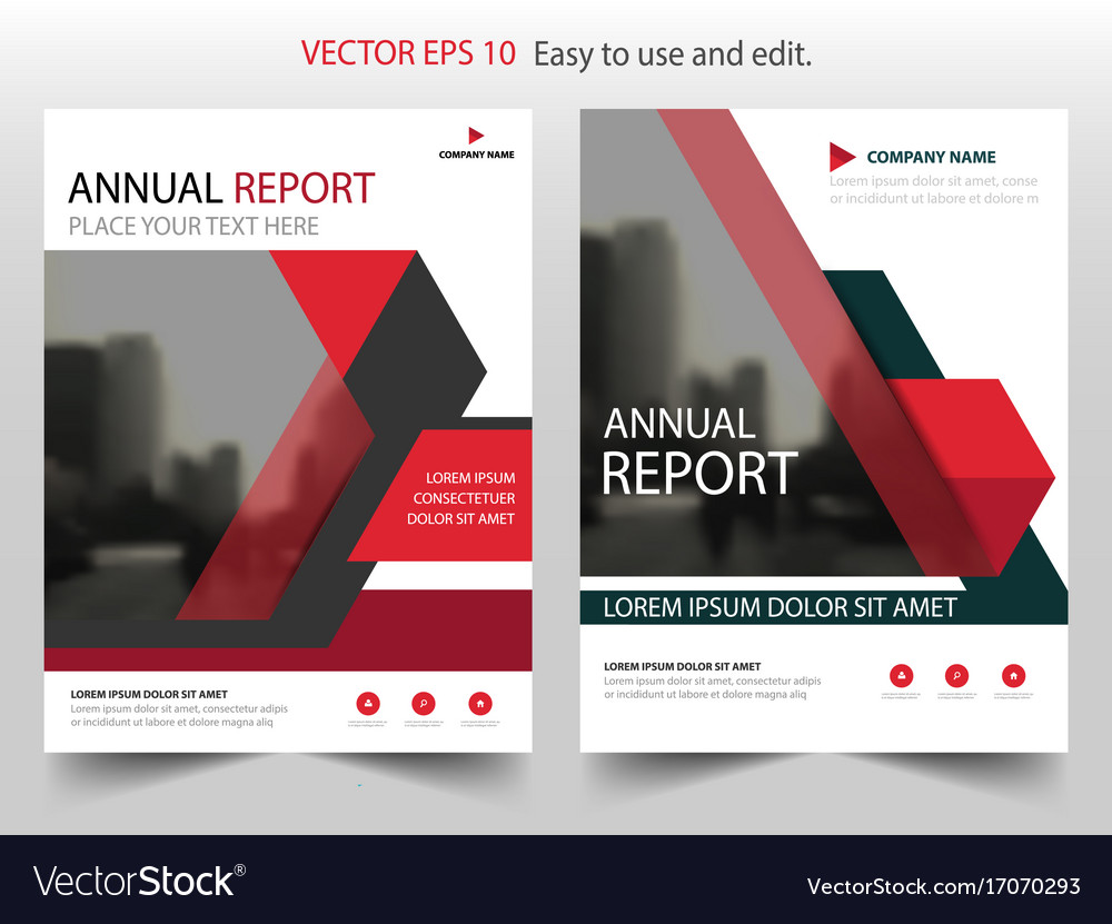 Red Triangle Brochure Annual Report Leaflet Vector Image