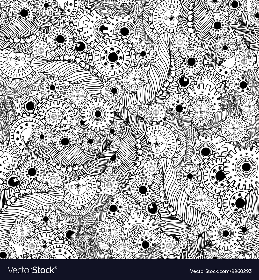 Seamless hand drawn pattern with steampunk Vector Image