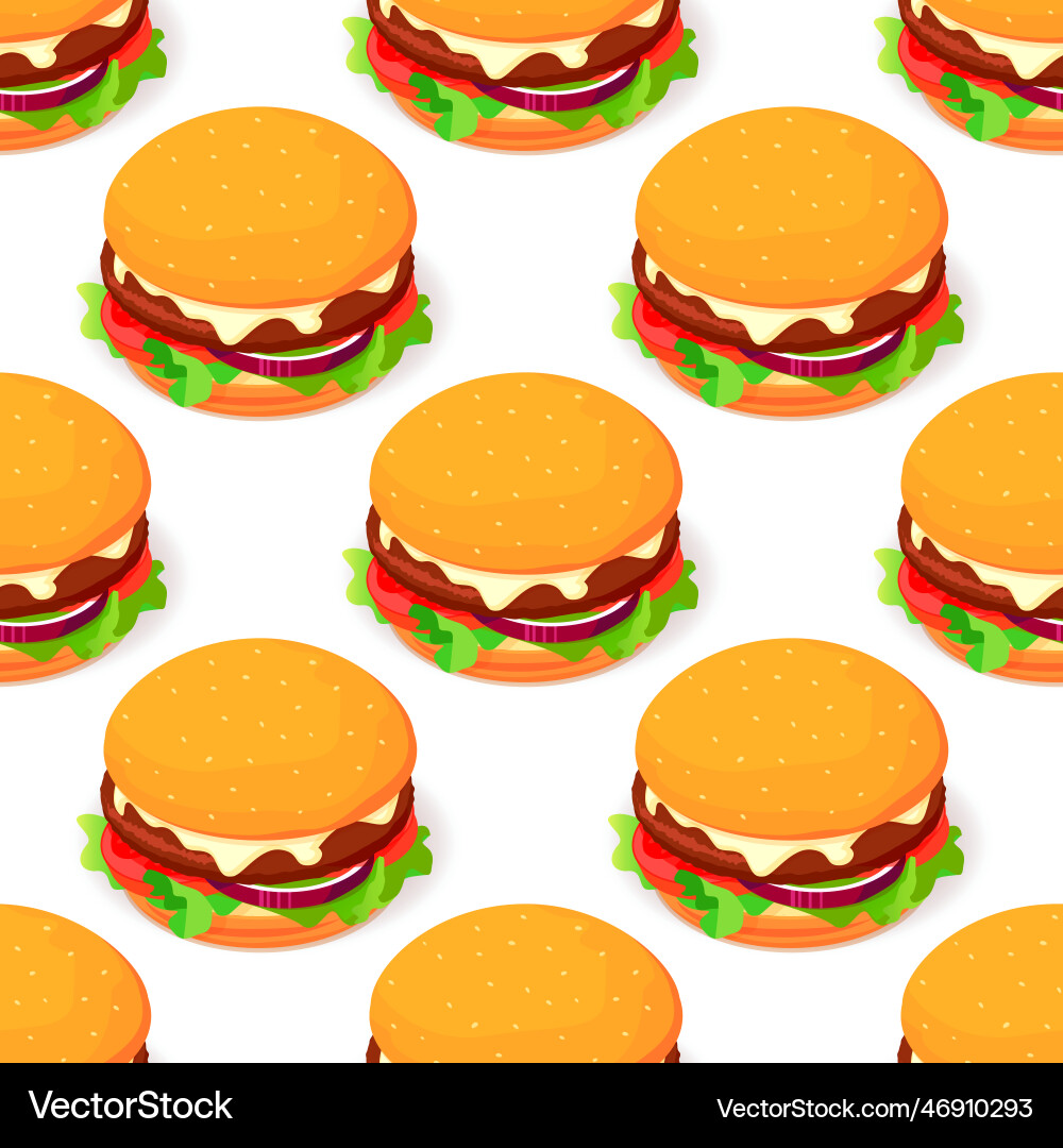 Seamless pattern with burgers fast food Royalty Free Vector