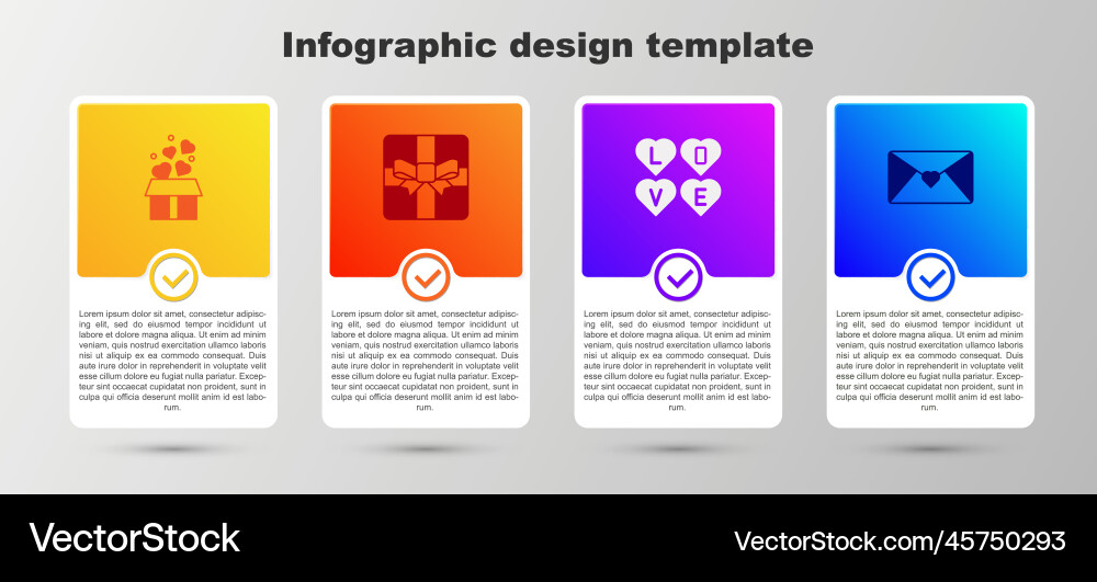 Set gift box with hearts love text and envelope Vector Image