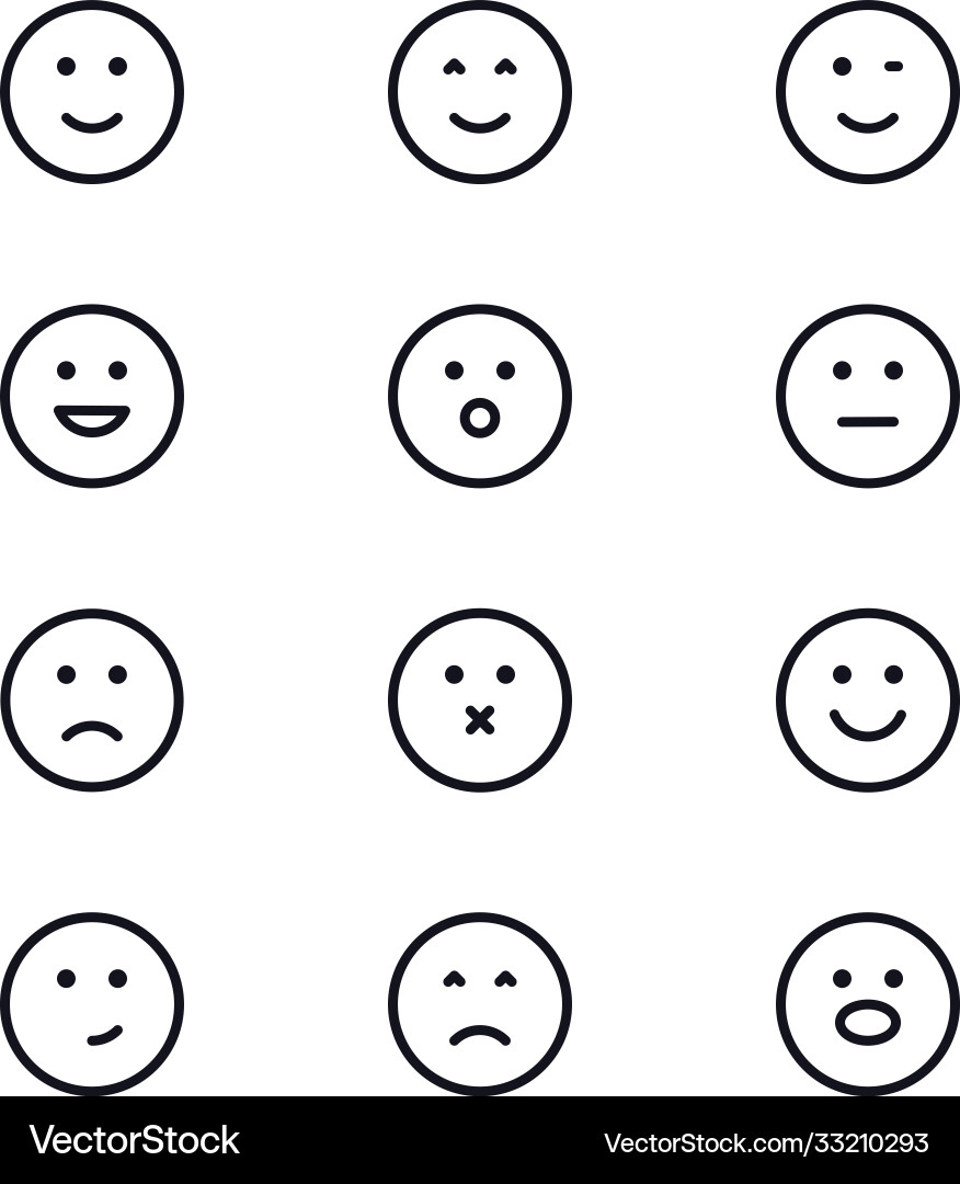 Set smiley emoji line icons Royalty Free Vector Image