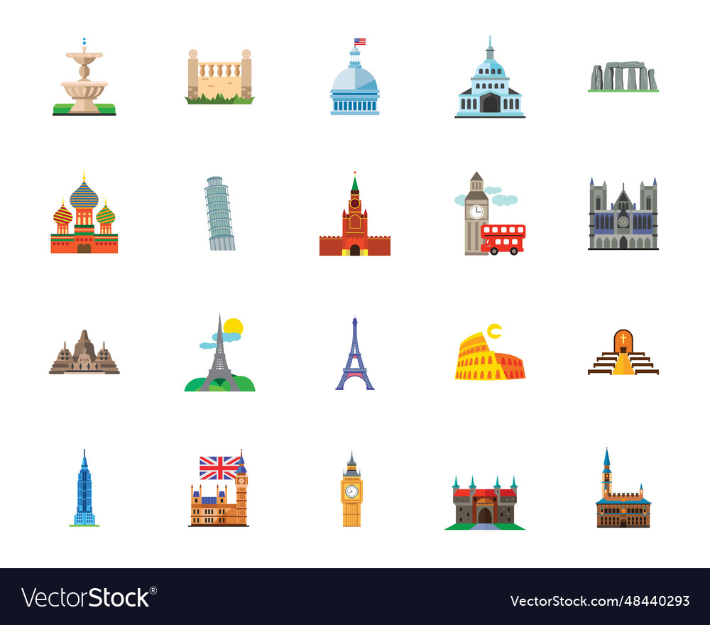 Sightseeing icon set Royalty Free Vector Image