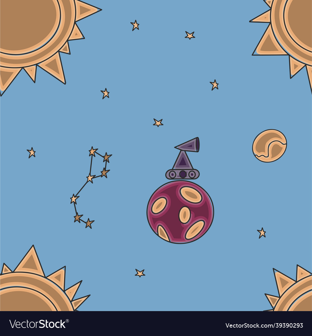 Space seamless pattern hand draw Royalty Free Vector Image