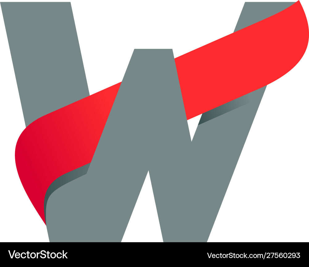 W letter logo with fast speed red wing Royalty Free Vector