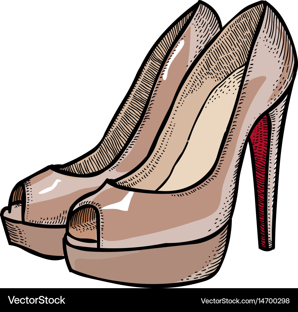 Cartoon image high heeled shoes Royalty Free Vector Image