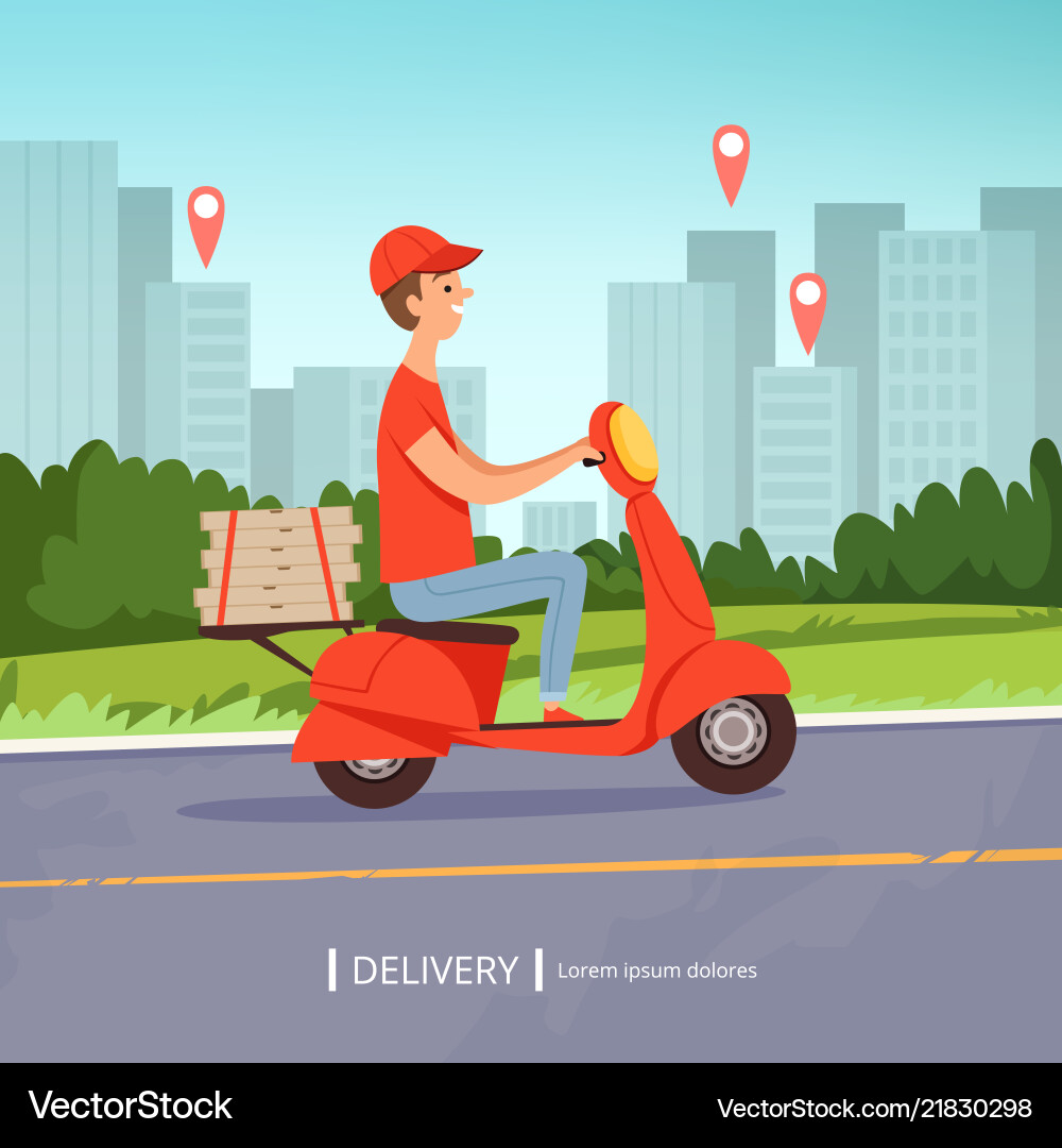 Delivery pizza background fresh food fast Vector Image