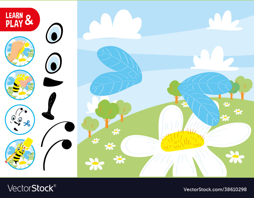 Drawing game tutorial butterfly on daisy printable