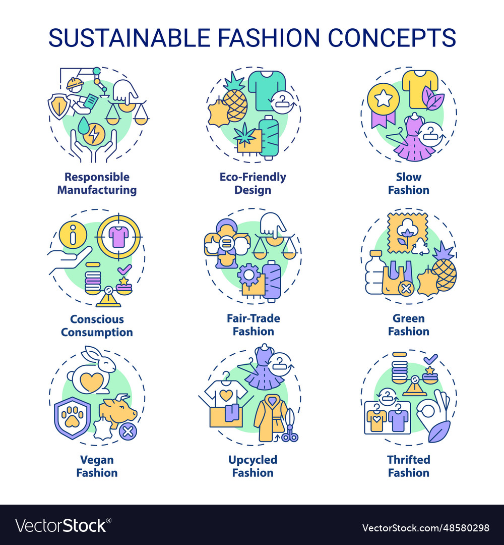 Editable colorful line icon set for sustainable Vector Image Editable colorful line icon set for sustainable Vector Image