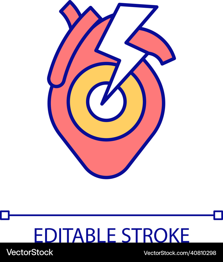 Heart attack rgb color icon Royalty Free Vector Image