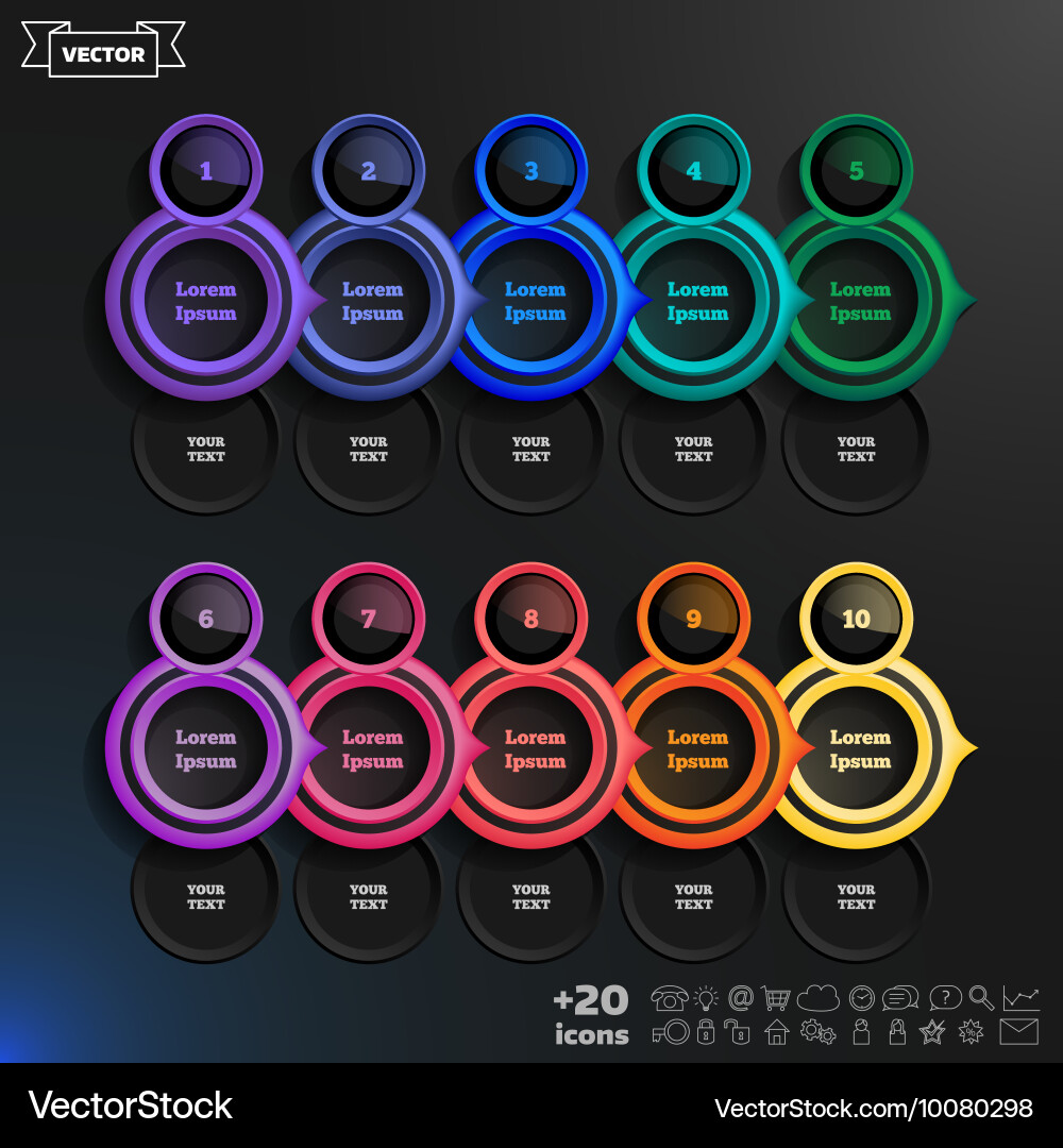 Infographic design list with colorful circles Vector Image