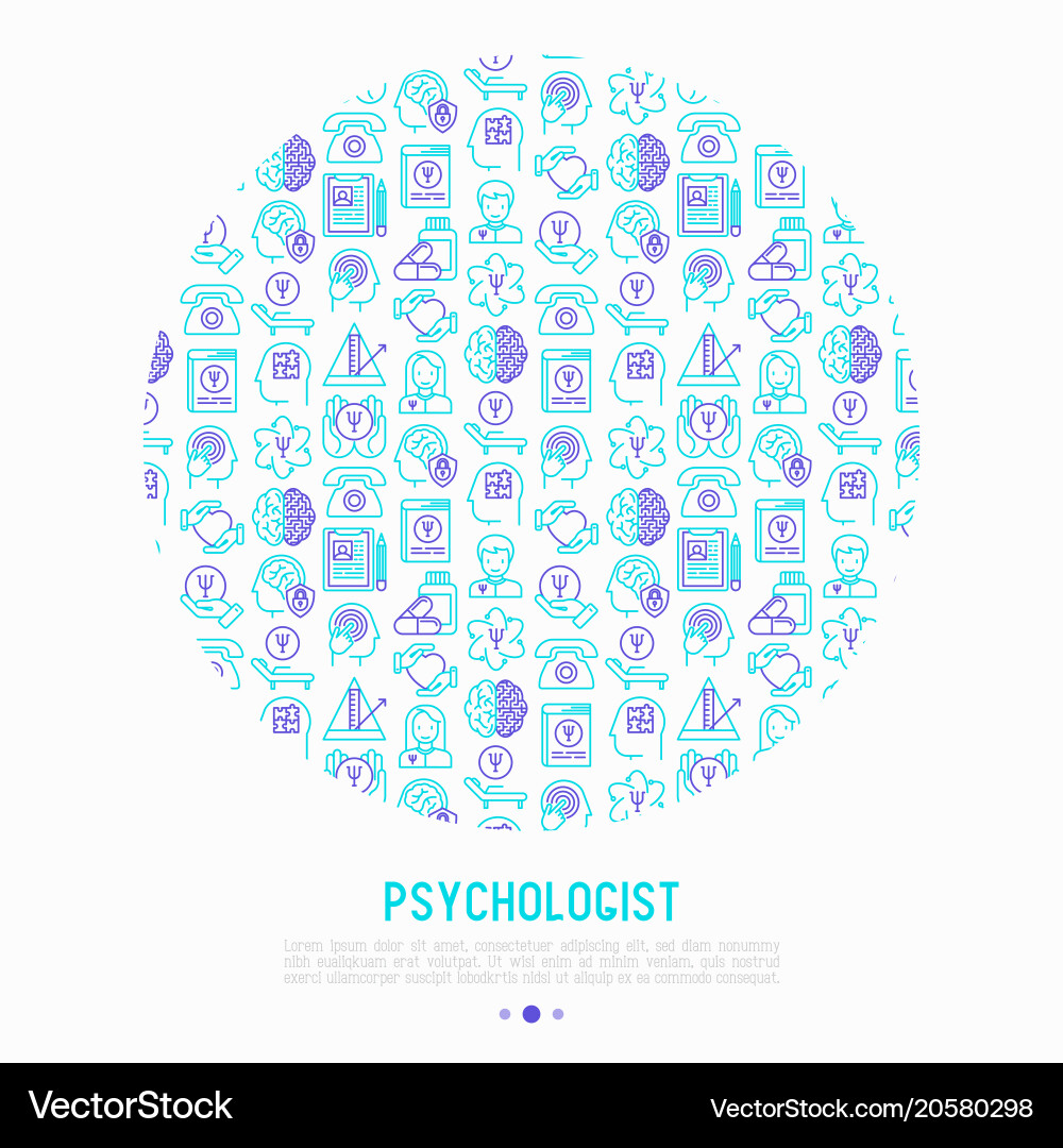 Psychologist concept in circle Royalty Free Vector Image