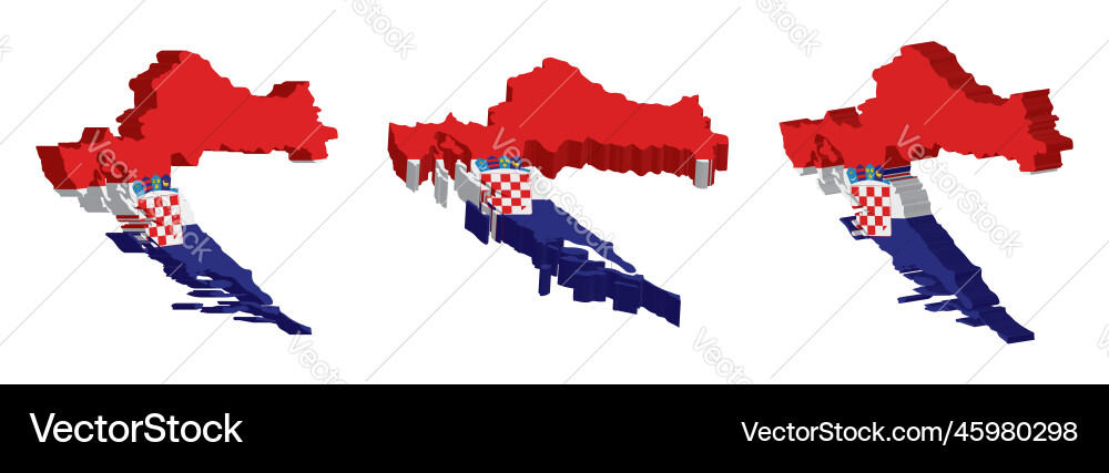 Realistic 3d map of croatia design template Vector Image