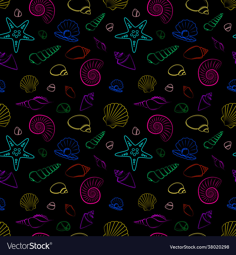 Sea shells seamless background pattern Royalty Free Vector