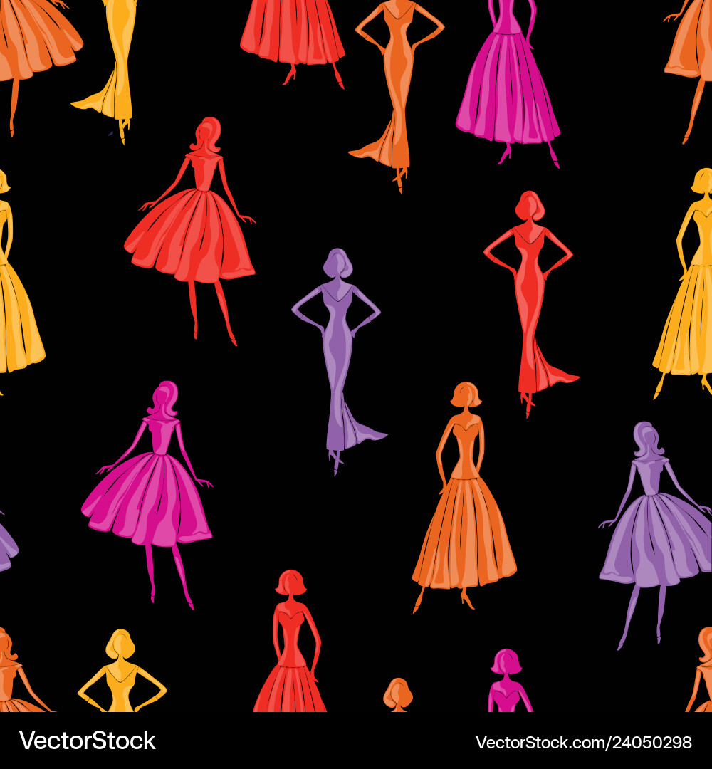 Seamless pattern of elegant women Royalty Free Vector Image