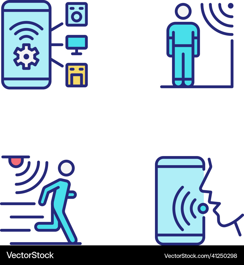 Sensor technology pixel perfect rgb color icons Vector Image