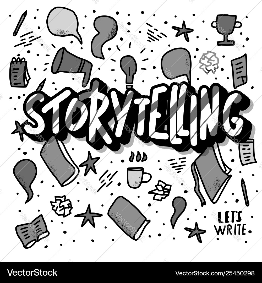 Storytelling handwritten lettering Royalty Free Vector Image