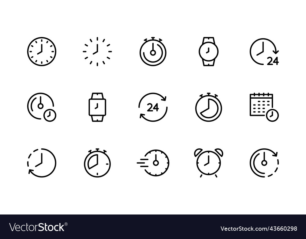 Time And Clock Linear Icons Timepiece Icon Vector Image