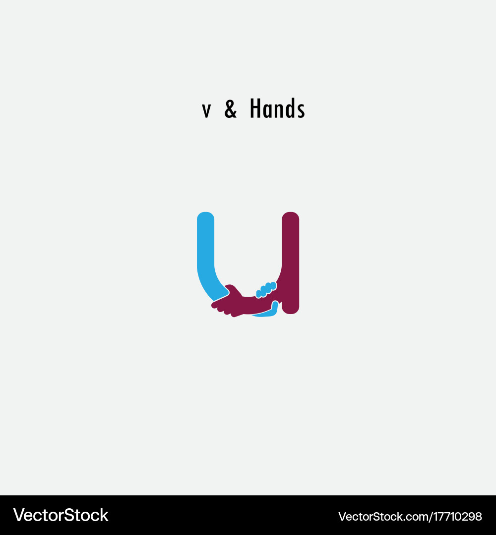 U- letter abstract icon amp hands logo design Vector Image