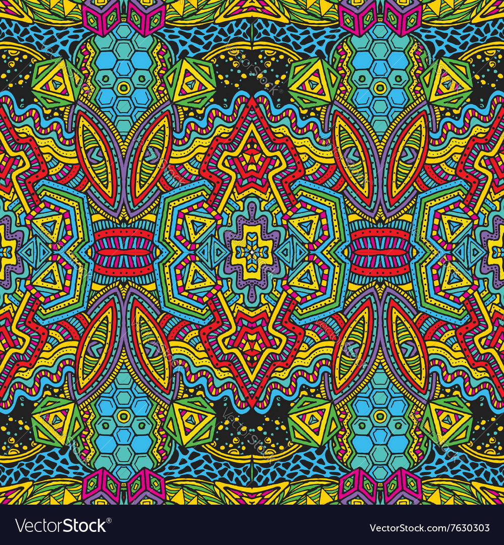 Colored hand drawn psychedelic entangle pattern Vector Image
