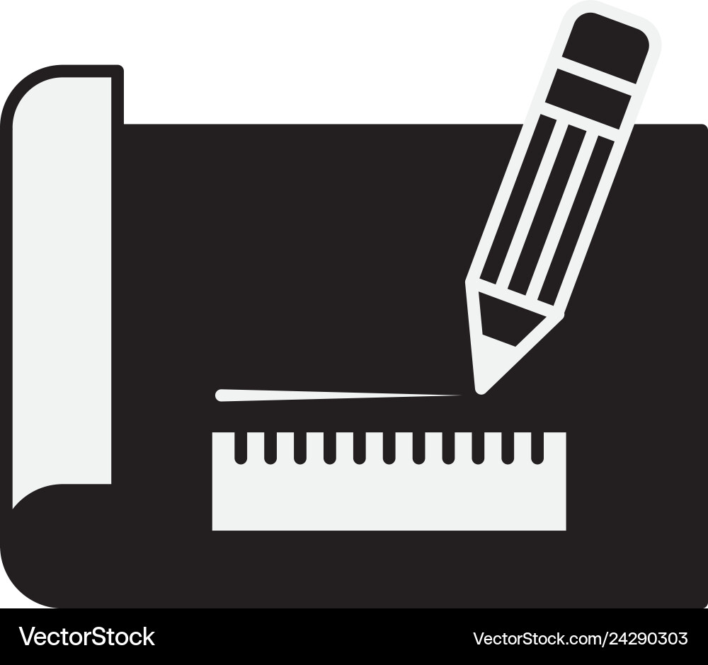 Graphic design ruler pencil paper equipment Vector Image