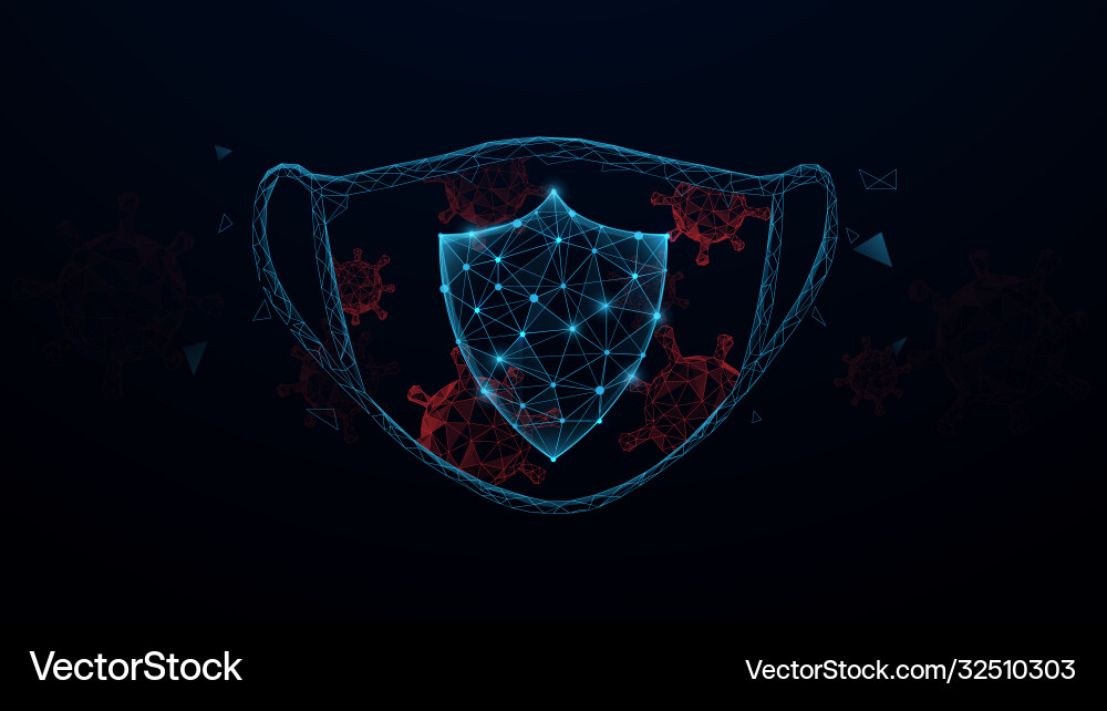 Mask and corona virus protection low poly design Vector Image
