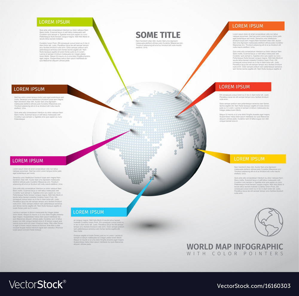 World map globe with pointer marks Royalty Free Vector Image