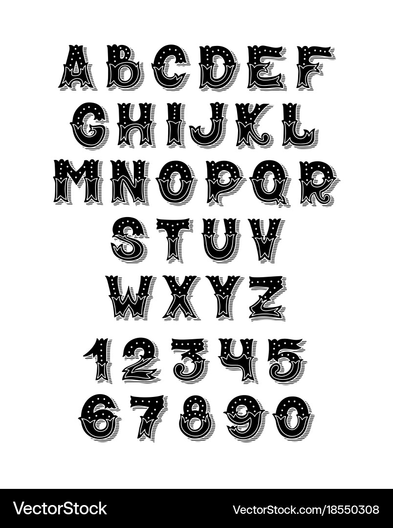 Alphabet design set numbers and letters Royalty Free Vector