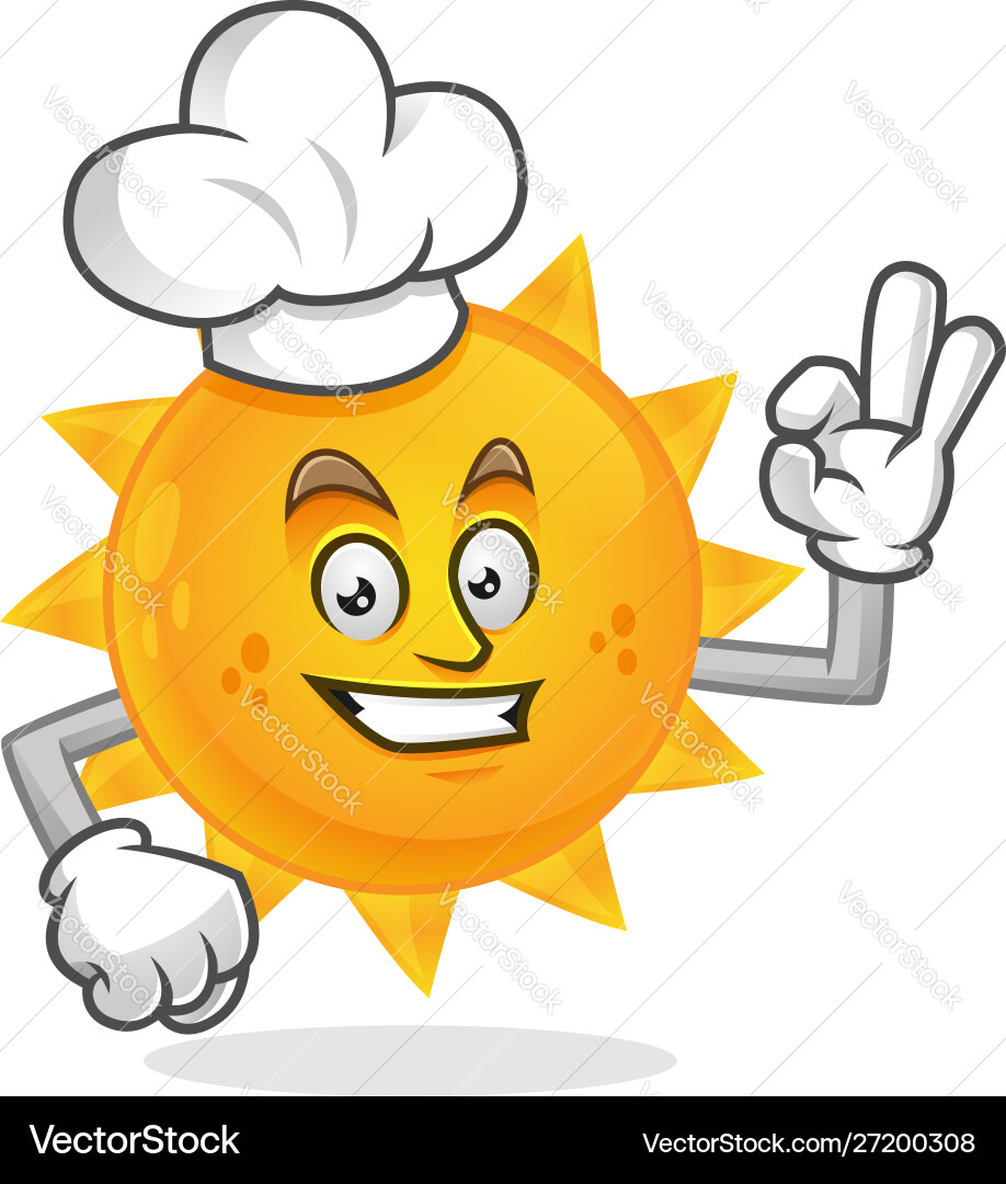 Chef cooking sun character design or mascot Vector Image