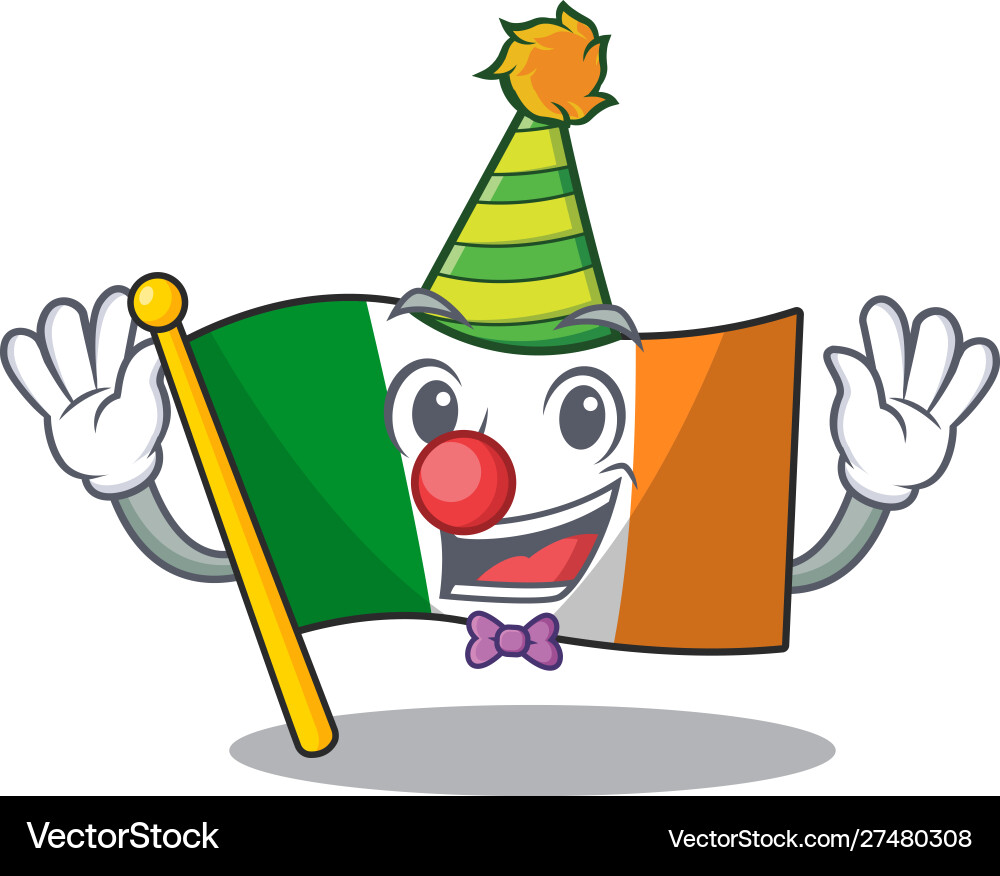 Clown flag ireland mascot character shape Vector Image