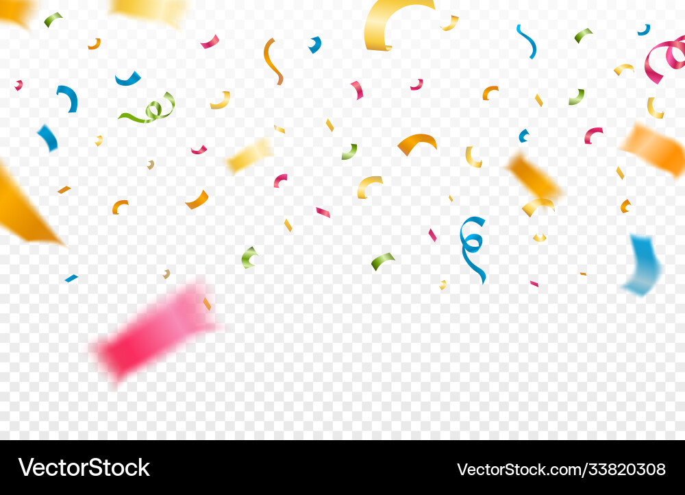 Confetti elements falling on transparent Vector Image
