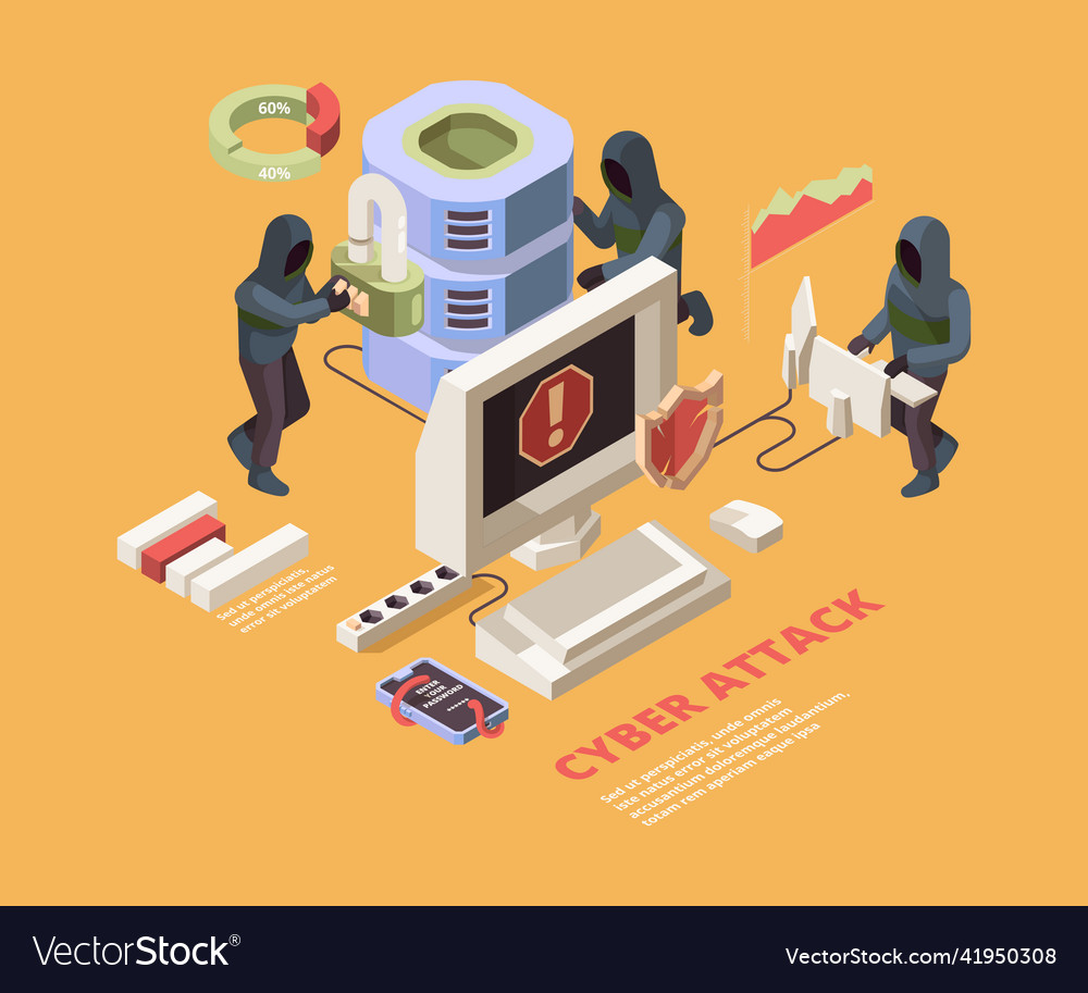 Hacking attack computer viruses or phishing pages Vector Image