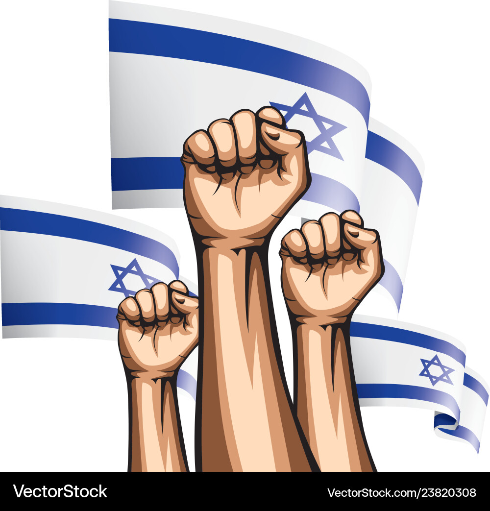 Israel flag and hand on white background Vector Image