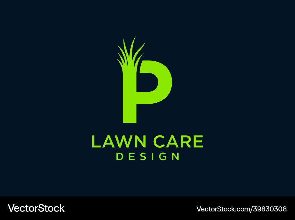 Letter p with grass logo template icon design Vector Image