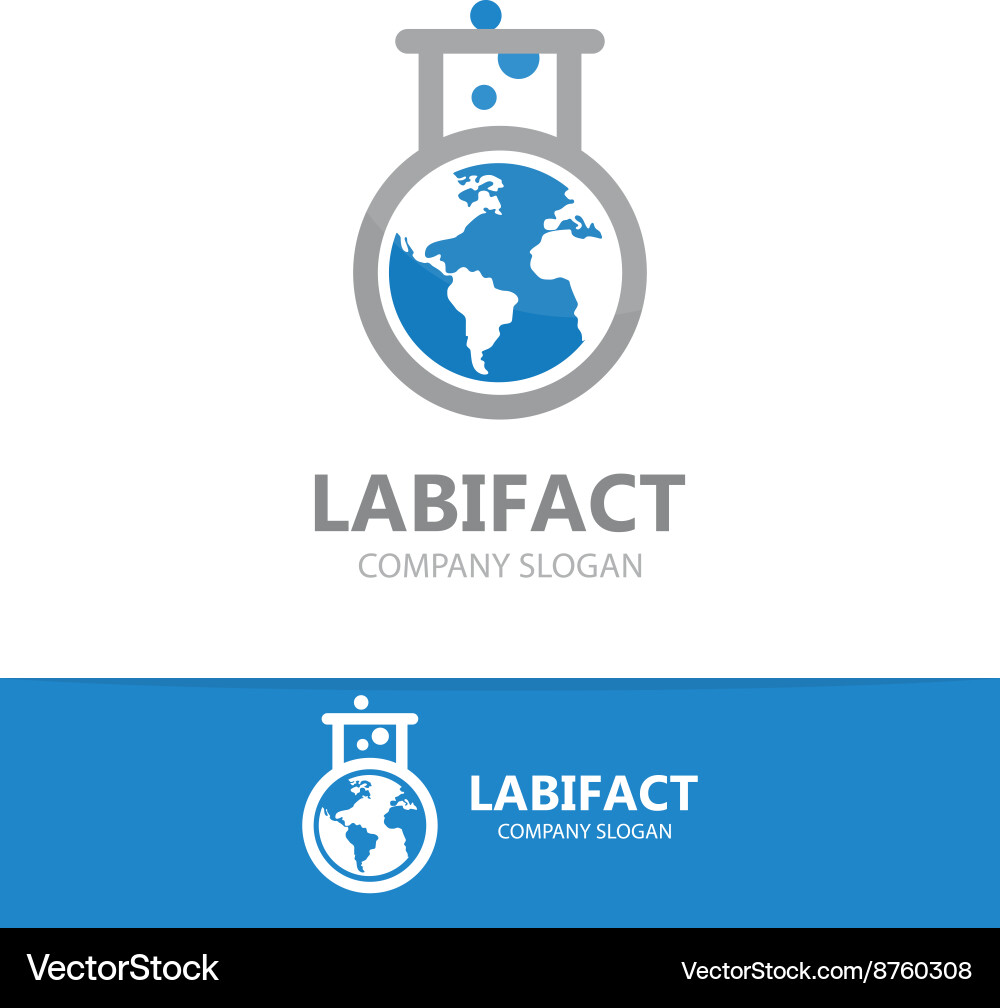 Logo combination of a earth and lab Royalty Free Vector