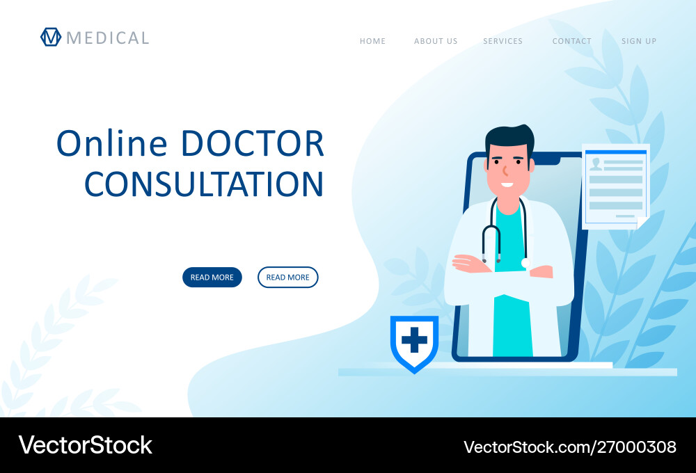 Online consultation doctor concept flat design Vector Image