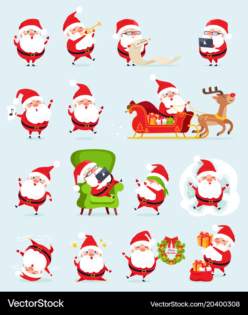 Santa claus icons collection Royalty Free Vector Image