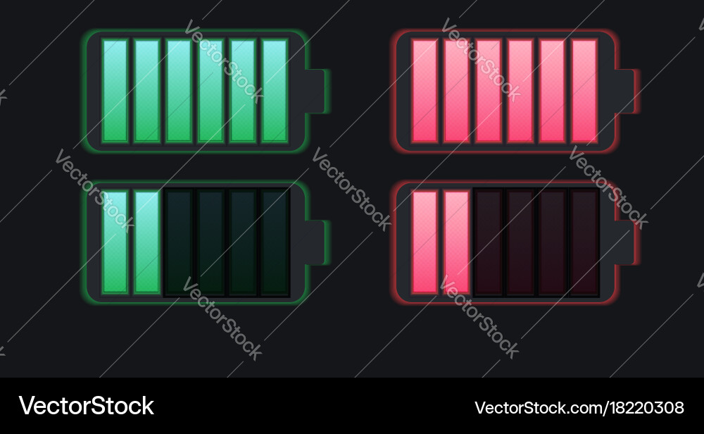 Set of various types transparent batteries Vector Image