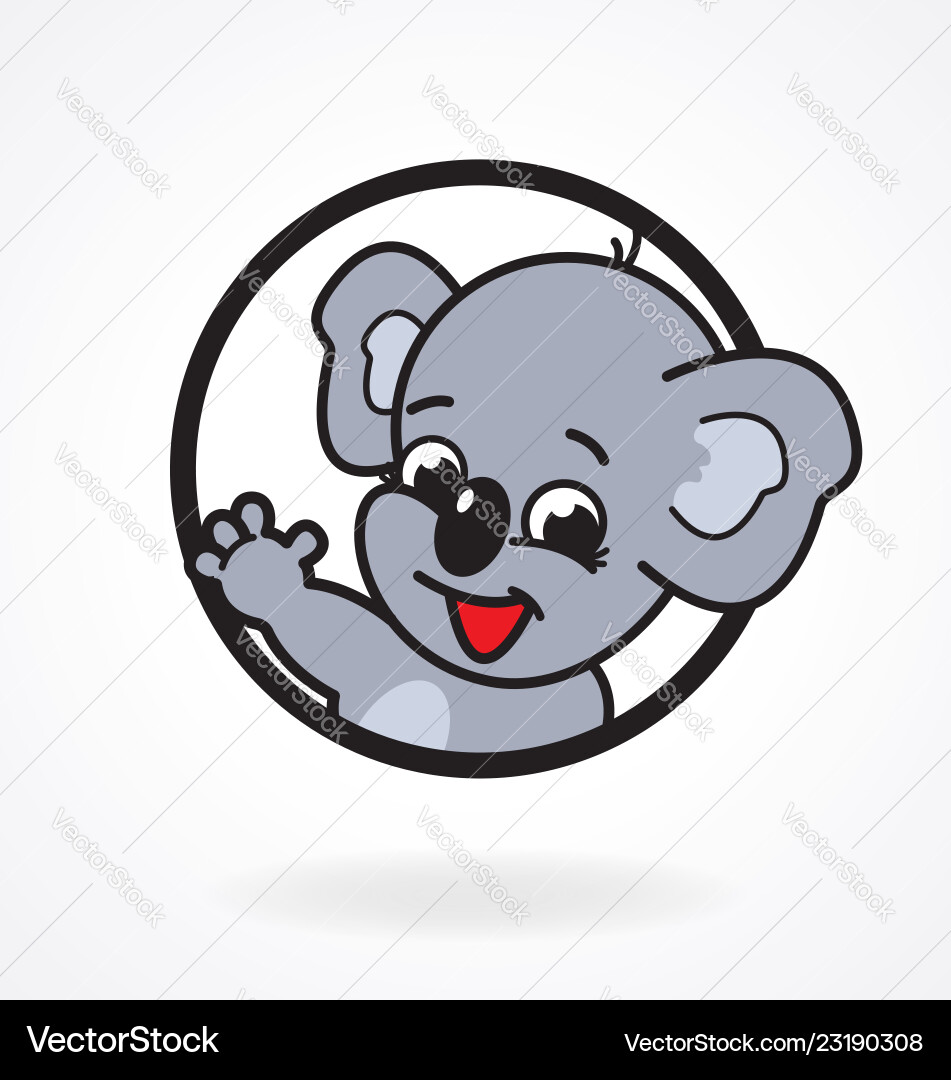 Smiling happy cartoon koala in circle window Vector Image