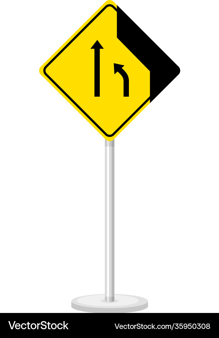 Yellow traffic warning sign on white background Vector Image