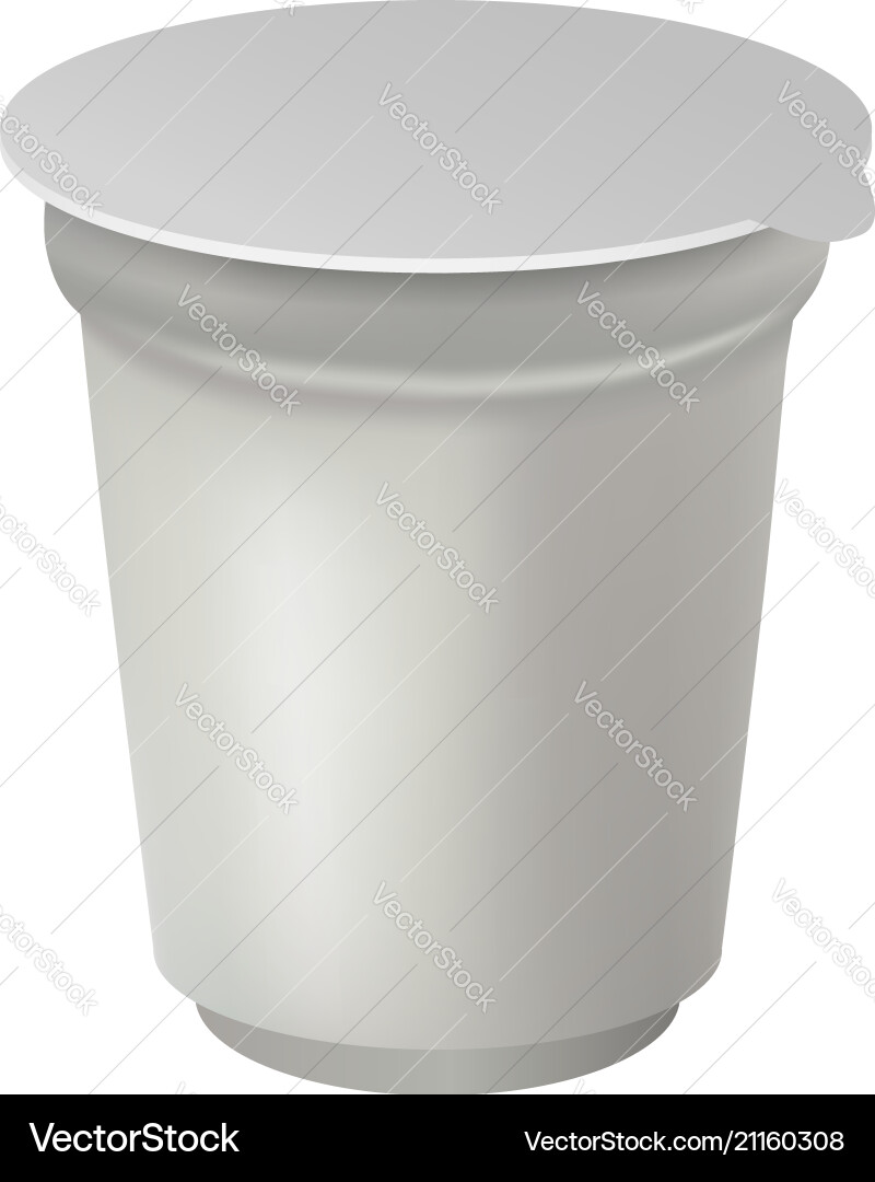 Yogurt box with foil cover mockup realistic style Vector Image