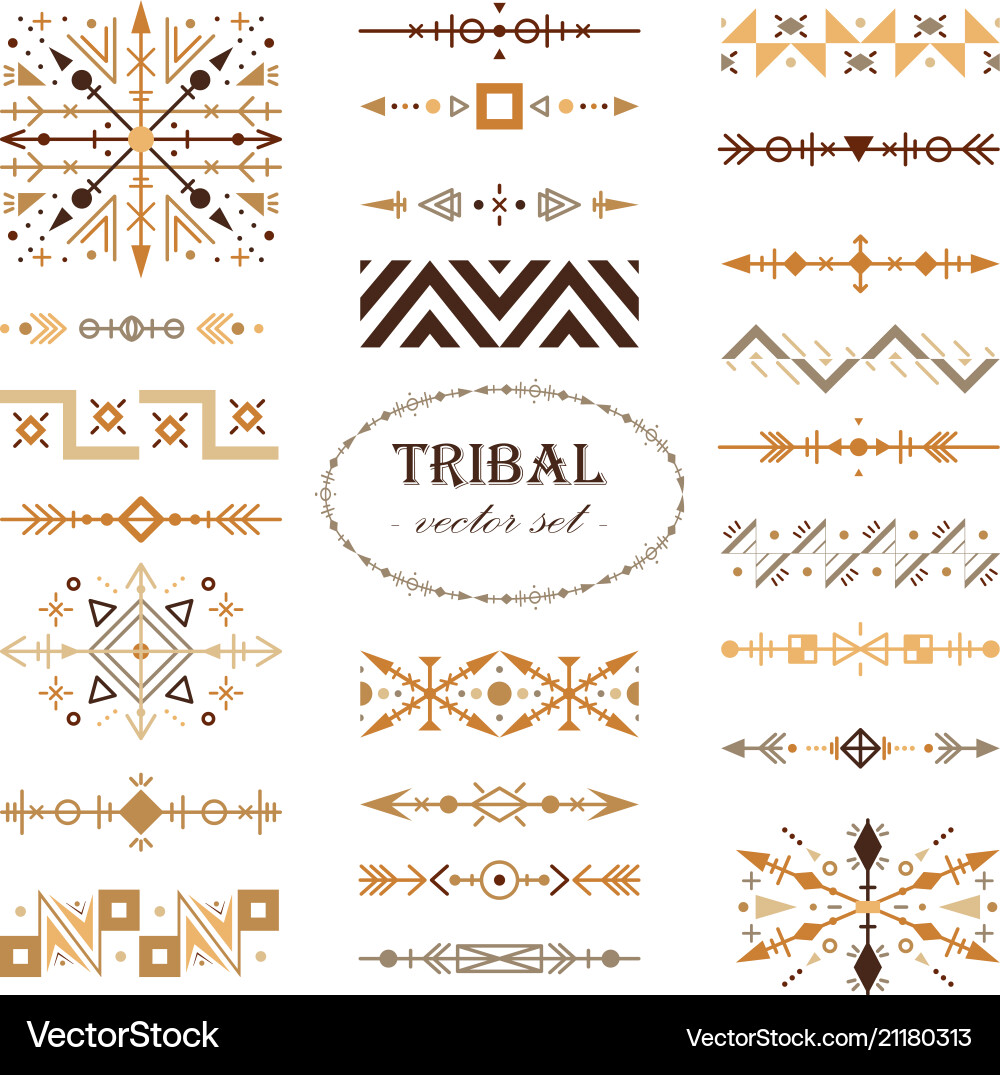 Brown tribal set of design elements Royalty Free Vector