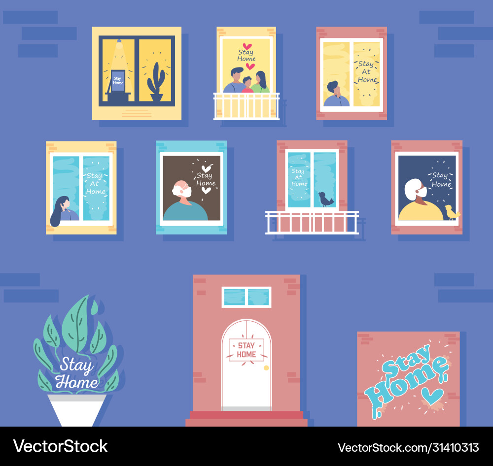 Card with label stay at home coronavirus Vector Image