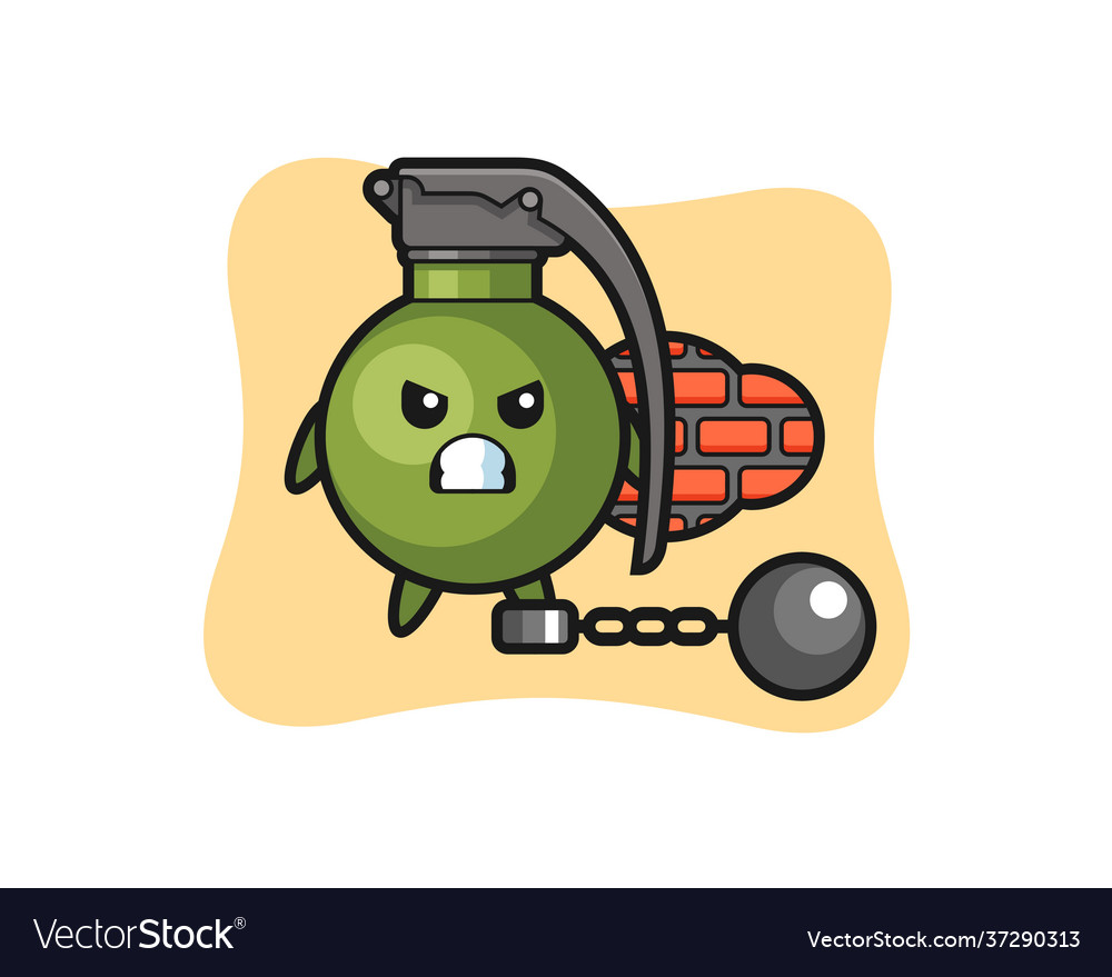 Character mascot grenade as a prisoner Royalty Free Vector