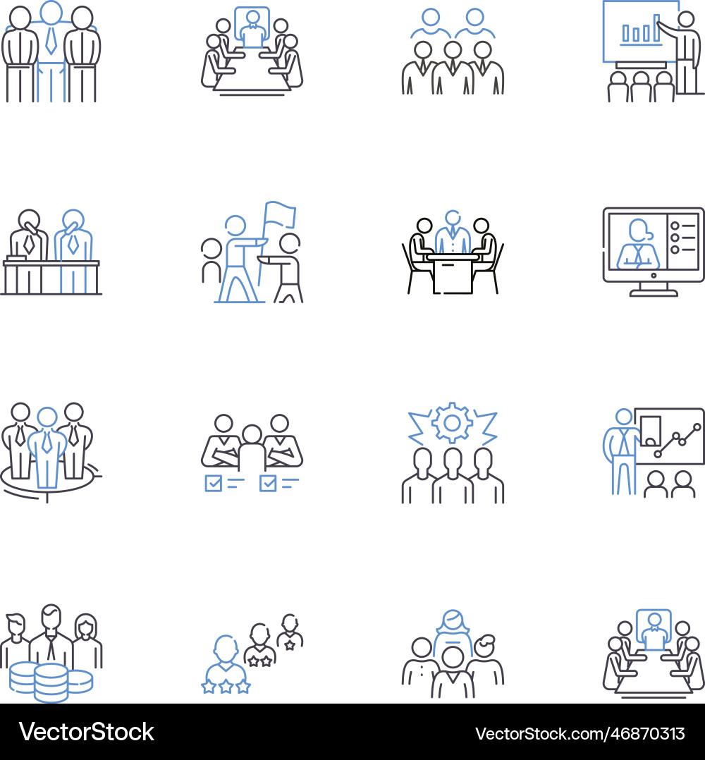 Colloquium line icons collection discussion Vector Image