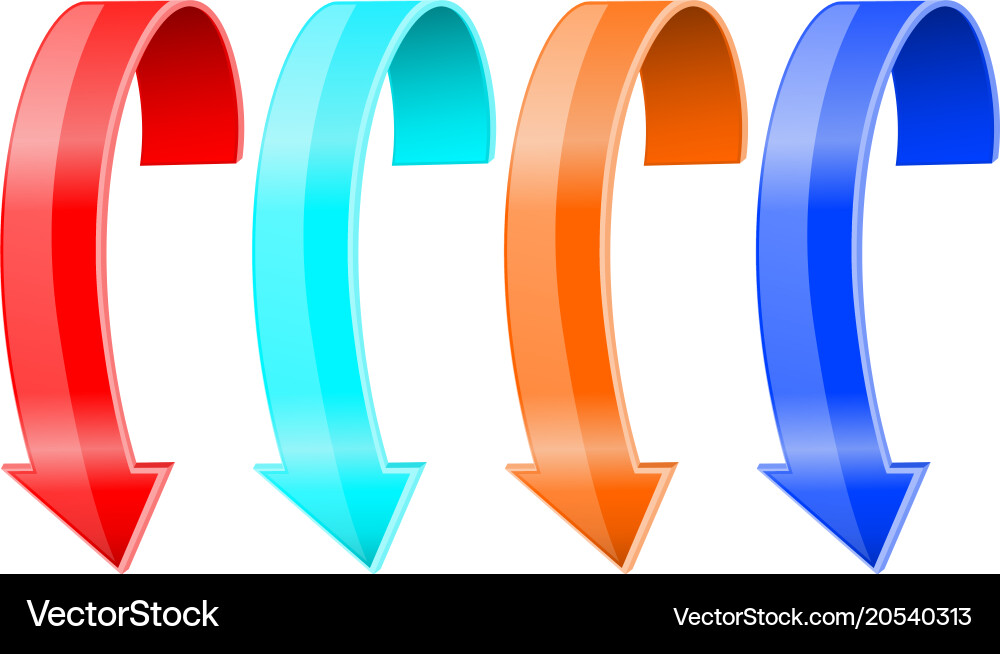 Colored down arrows red blue green web icons Vector Image