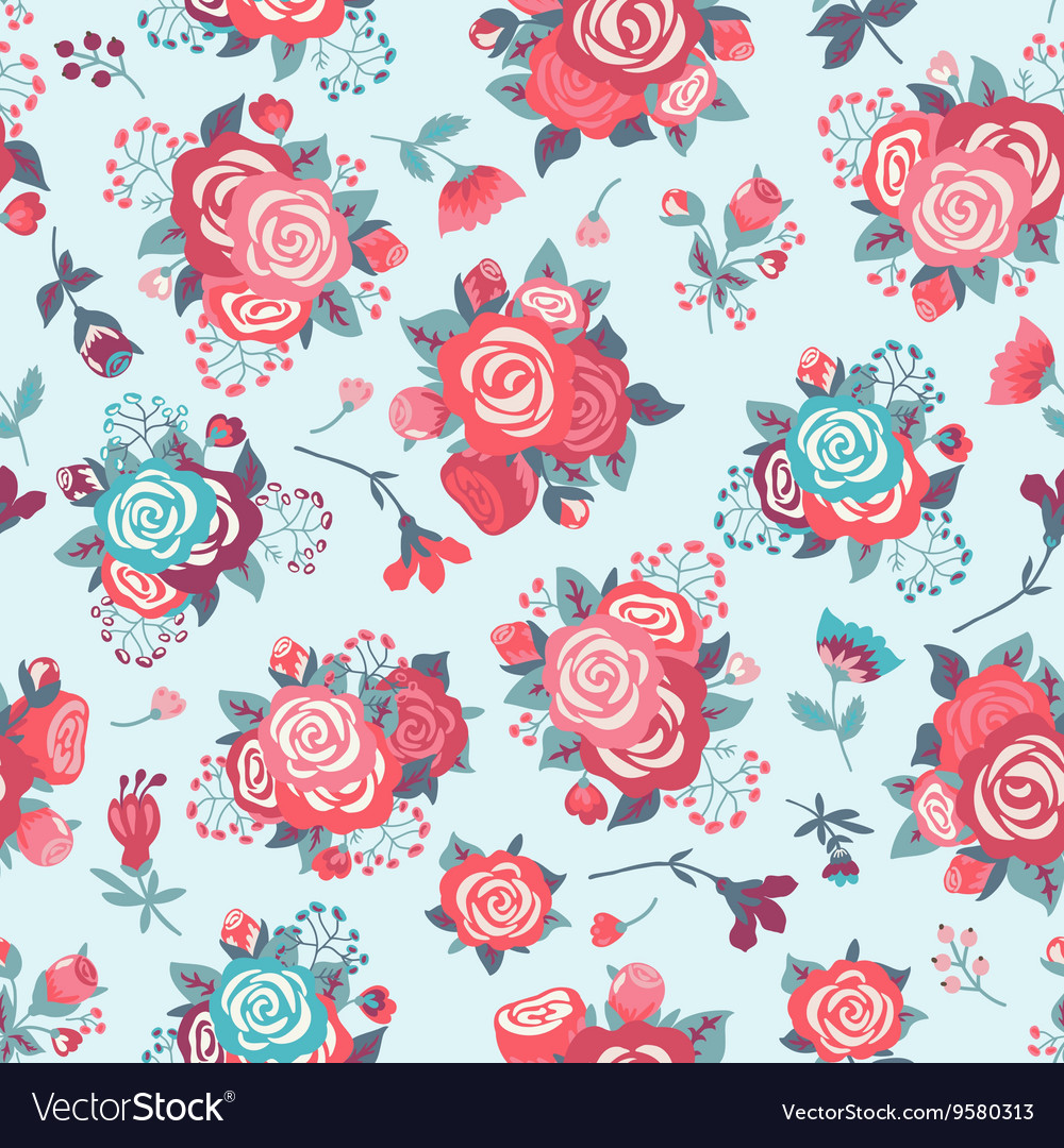 Cute seamless pattern with pattern with roses Vector Image