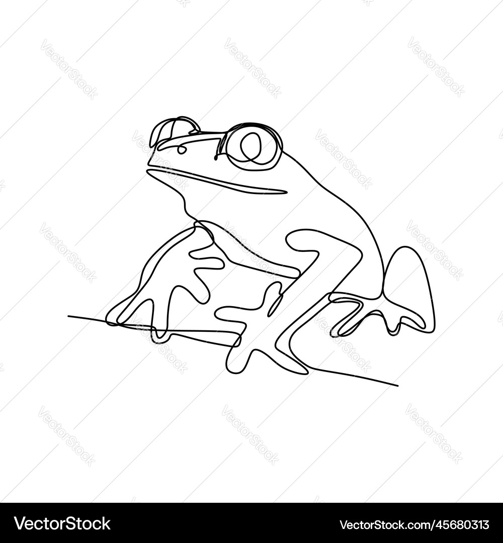 Frog one line art drawing minimalist design Vector Image