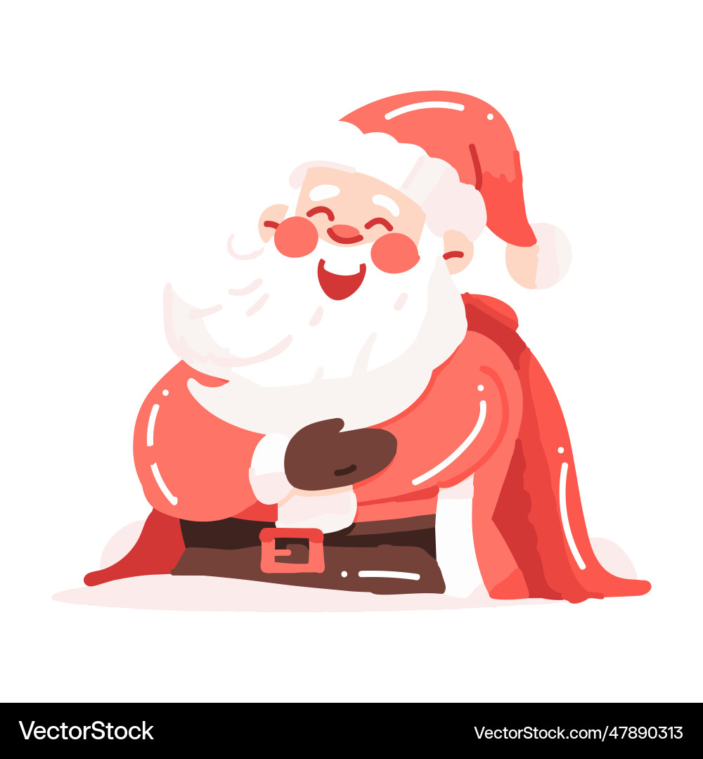 Hand drawn happy santa character in flat style Vector Image