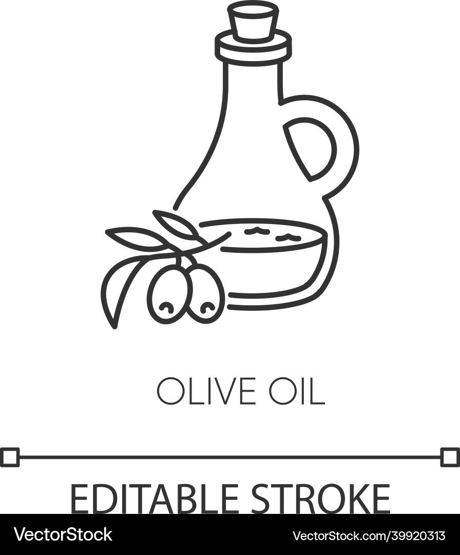 Olive oil pixel perfect linear icon vegan Vector Image